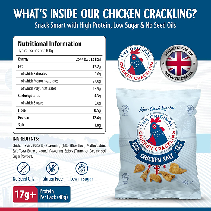 The Original Chicken Crackling – Sea Salt – 10x30g - Artisan Food Club